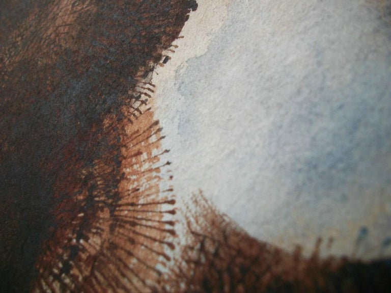 Vintage Watercolor and Sepia Painting on Paper - Signed - Canada - 20th ...