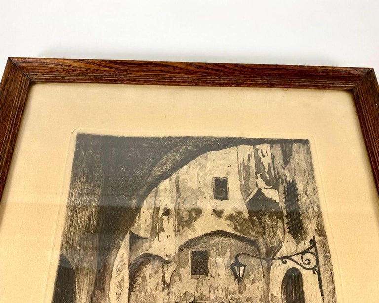 Vintage Watercolor Sketch on Paper Street Life, France Framed Picture ...