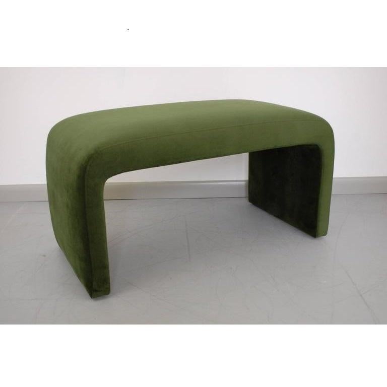 Vintage Waterfall Bench Fully Upholstered in Green at 1stDibs ...