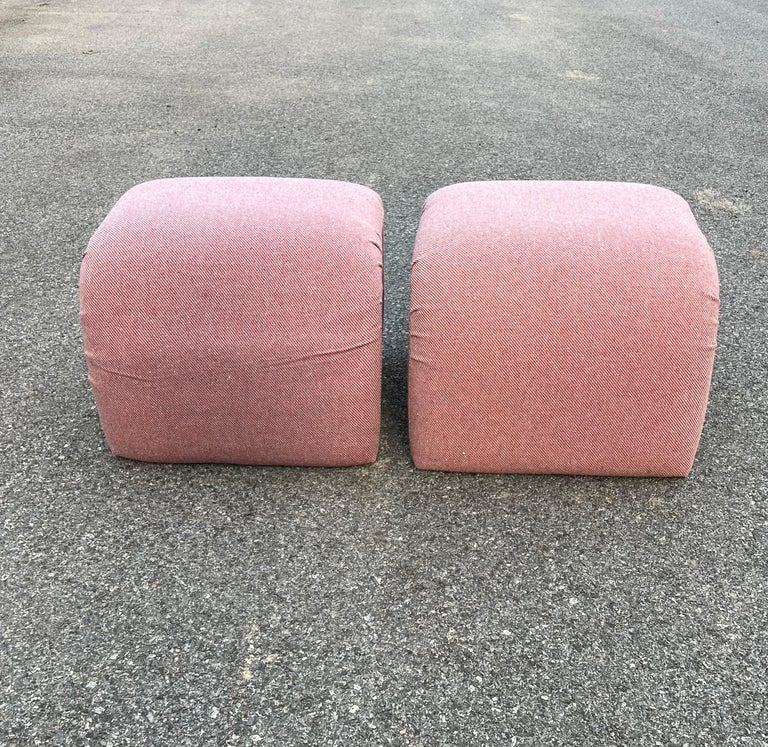 Vintage Waterfall Pink Ottomans in the Style of Karl Springer, a Pair ...