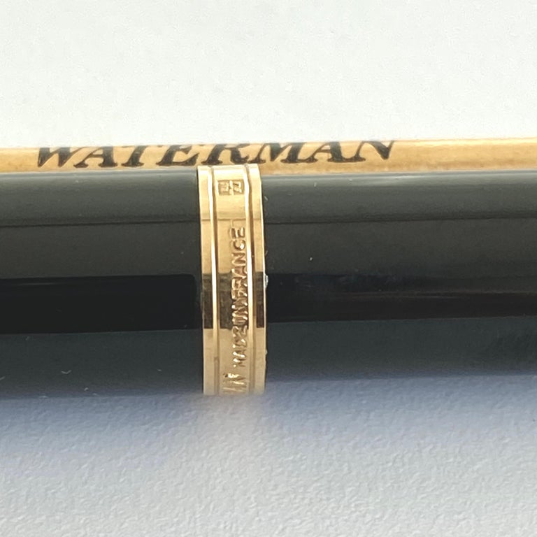 Vintage Waterman Paris Ideal Black Lacquer Gold Trim Ballpoint Pen with ...