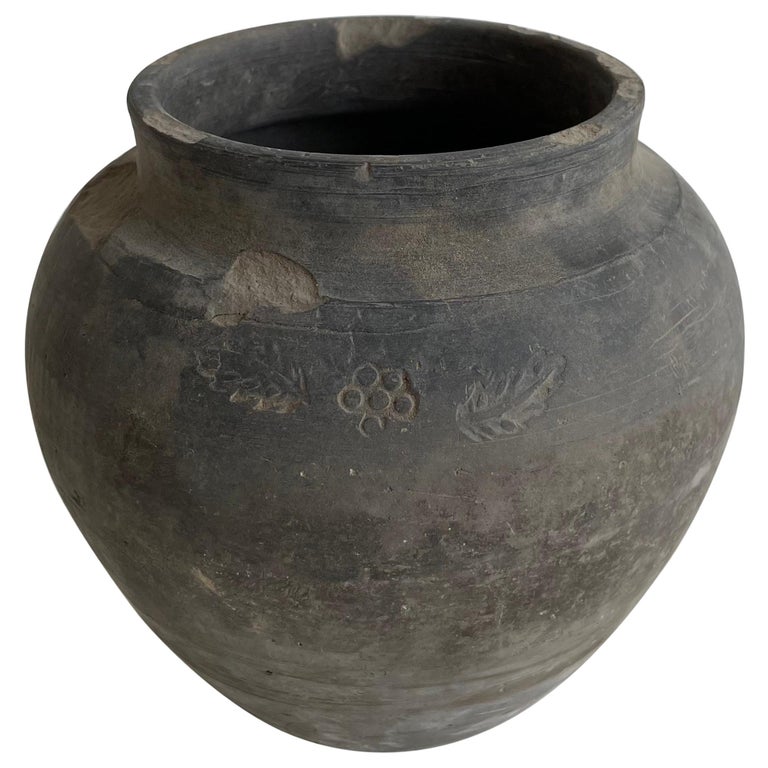 Vintage Weathered Black Clay Pottery at 1stDibs