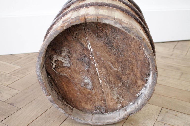 Vintage Weathered Wood Bucket with Metal Handle at 1stDibs
