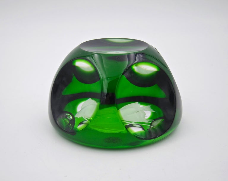 Vintage Webb Corbett Green Crystal Paperweight with an Engraved Fish at ...