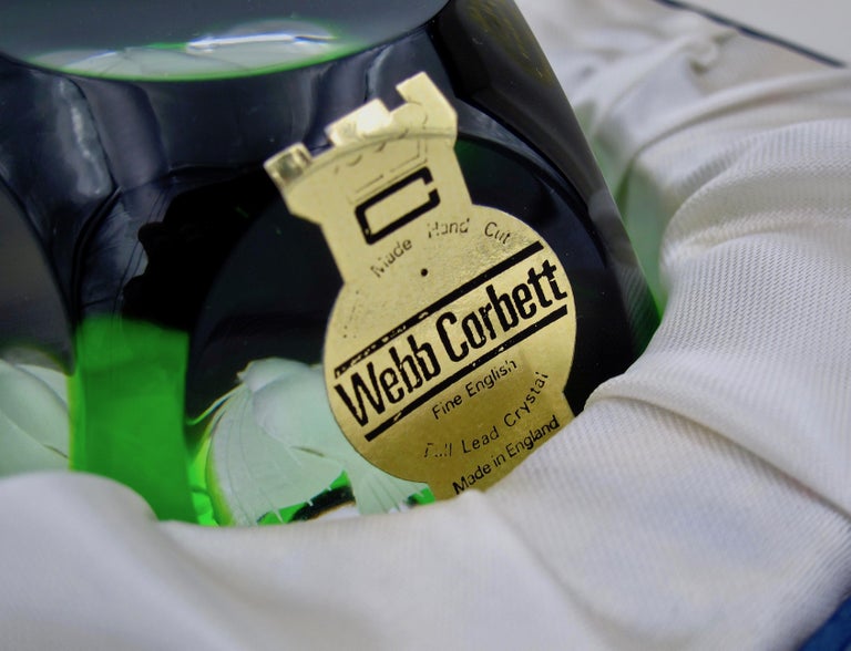 Vintage Webb Corbett Green Crystal Paperweight with an Engraved Fish at ...