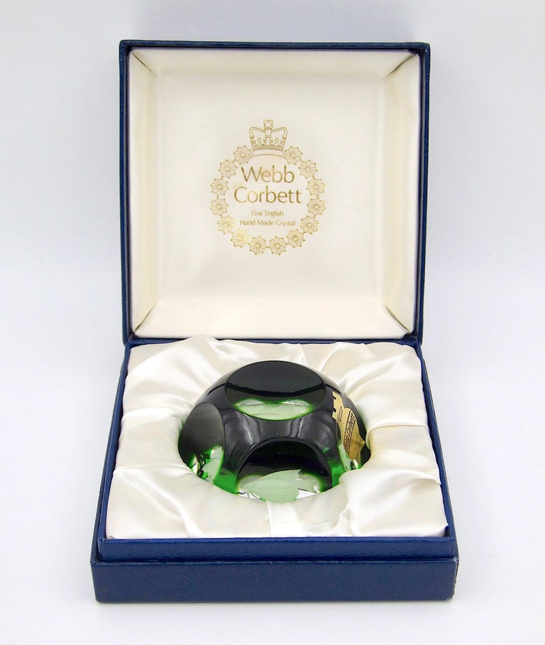 Vintage Webb Corbett Green Crystal Paperweight with an Engraved Fish at ...