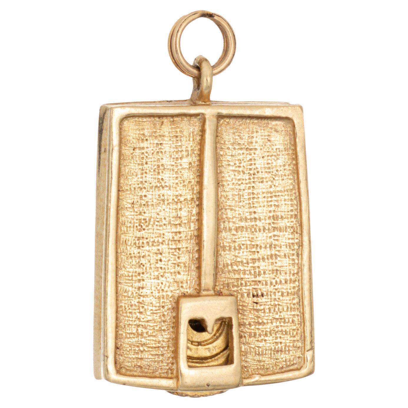 Vintage Weight Scale Charm 14k Yellow Gold Pendant Articulated Moves ...