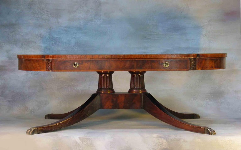 Vintage Weiman Georgian Style Tooled Leather Top Mahogany Coffee Table ...