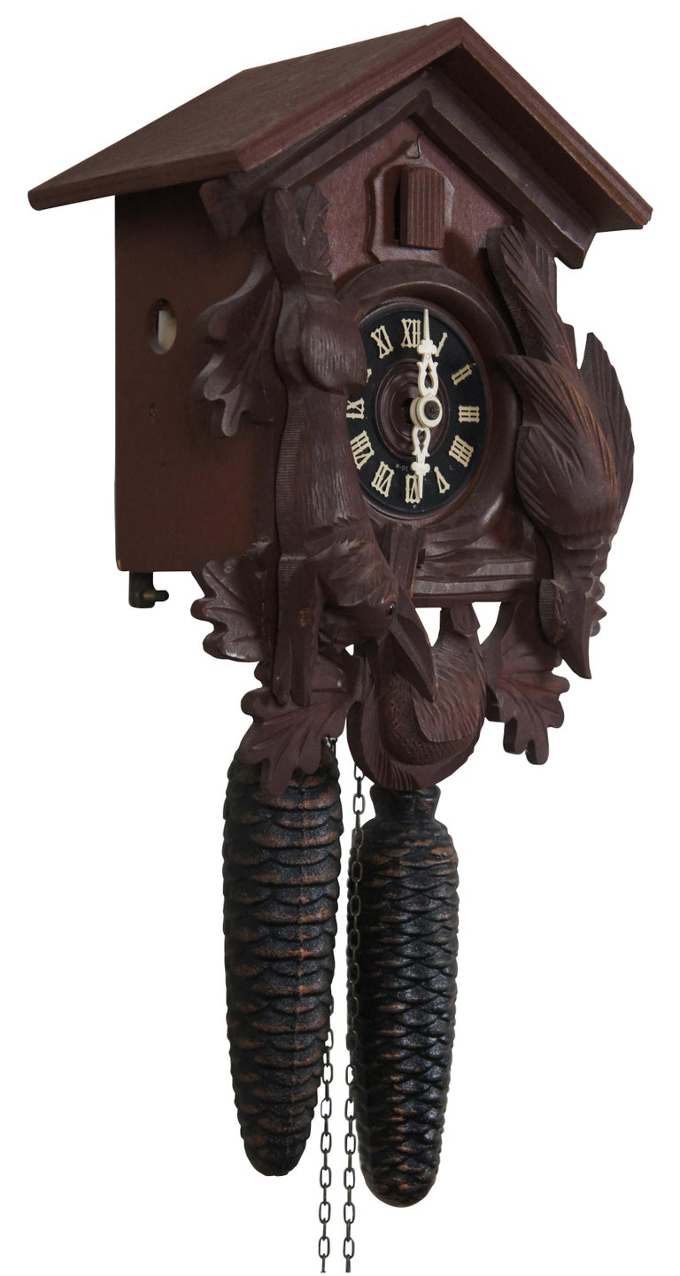Vintage West German Black Forest 8 Day Cuckoo Clock Hunters Quail Game ...
