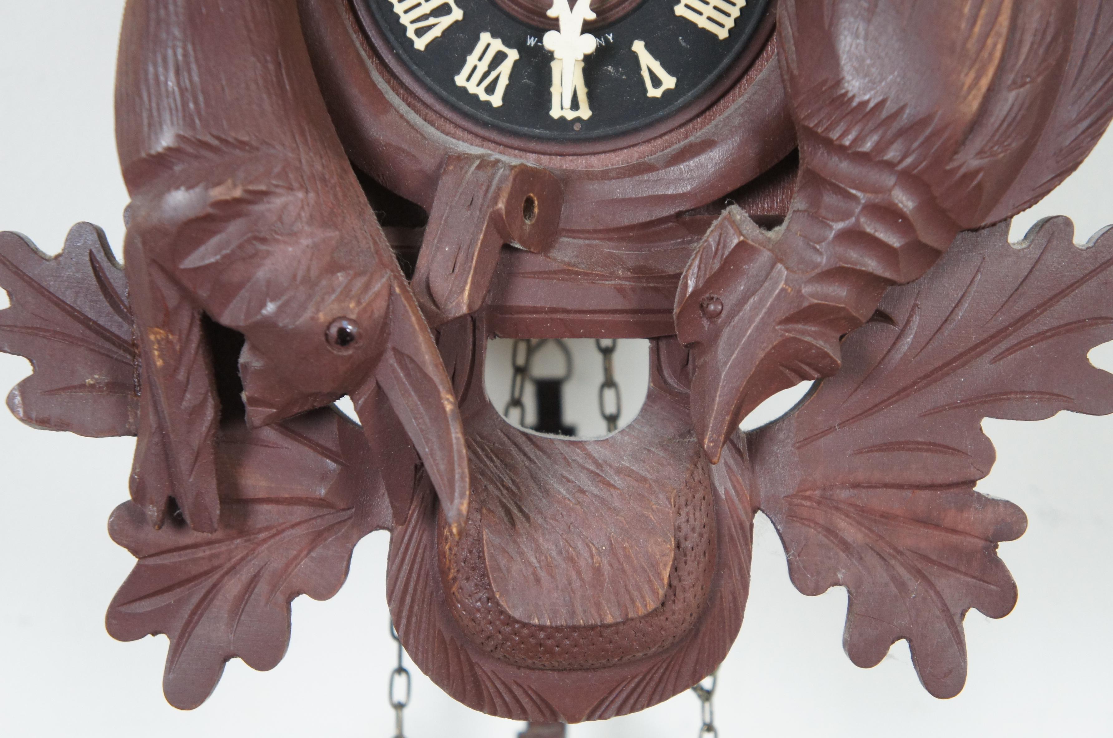Vintage West German Black Forest 8 Day Cuckoo Clock Hunters Quail Game ...