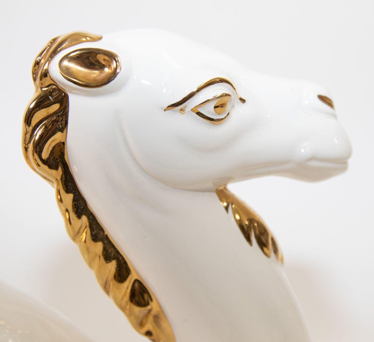 Vintage White and Gold Ceramic Camel Sculpture For Sale at 1stDibs