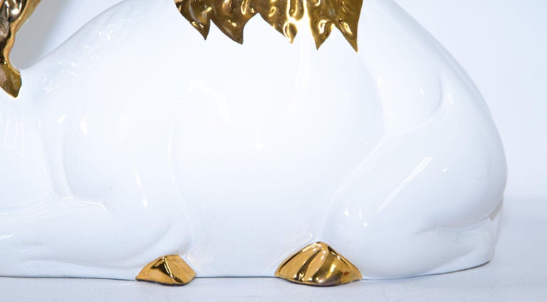 Vintage White and Gold Ceramic Camel Sculpture For Sale at 1stDibs
