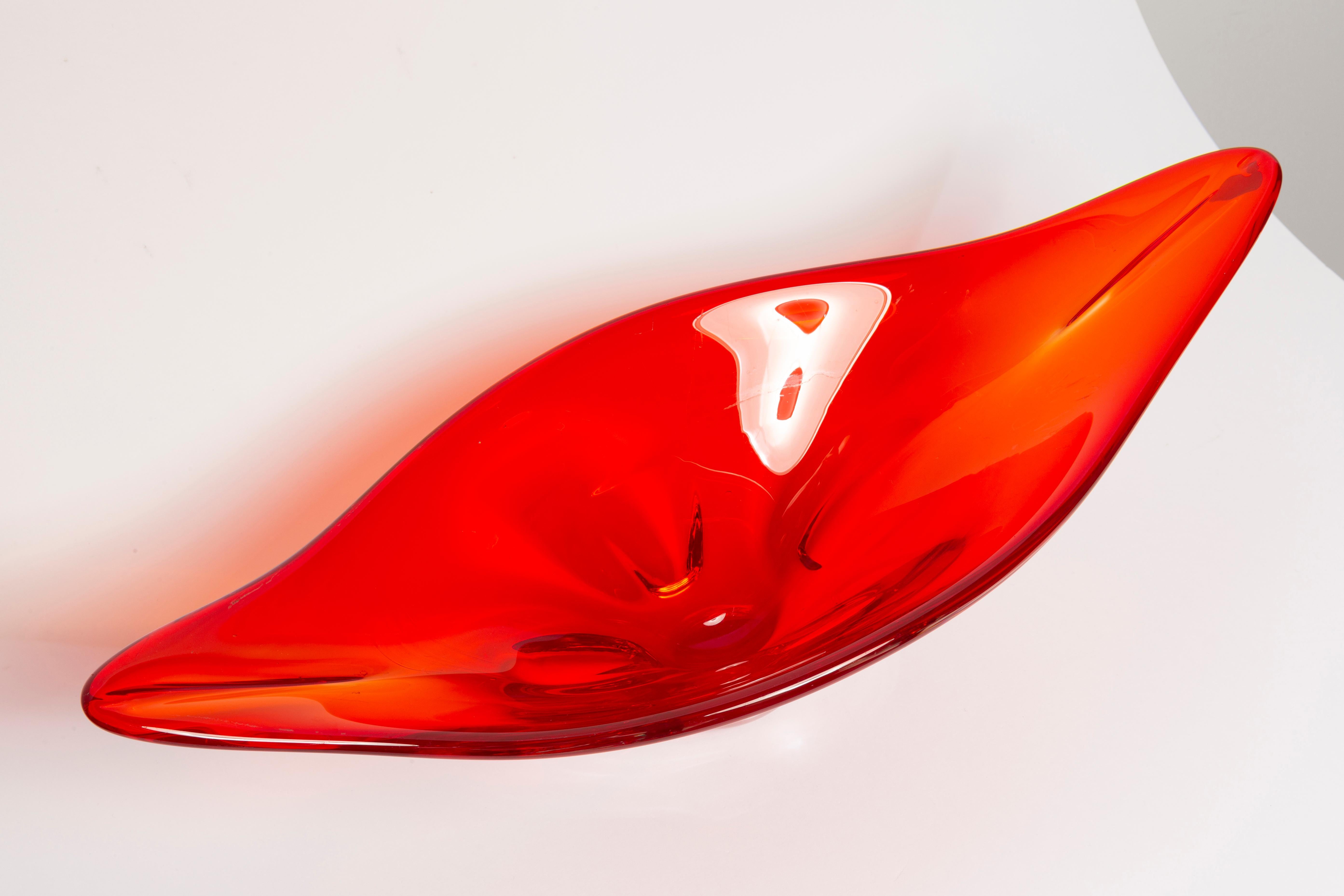 Vintage Red Decorative Murano Glass Plate, Italy, 1960s at 1stDibs