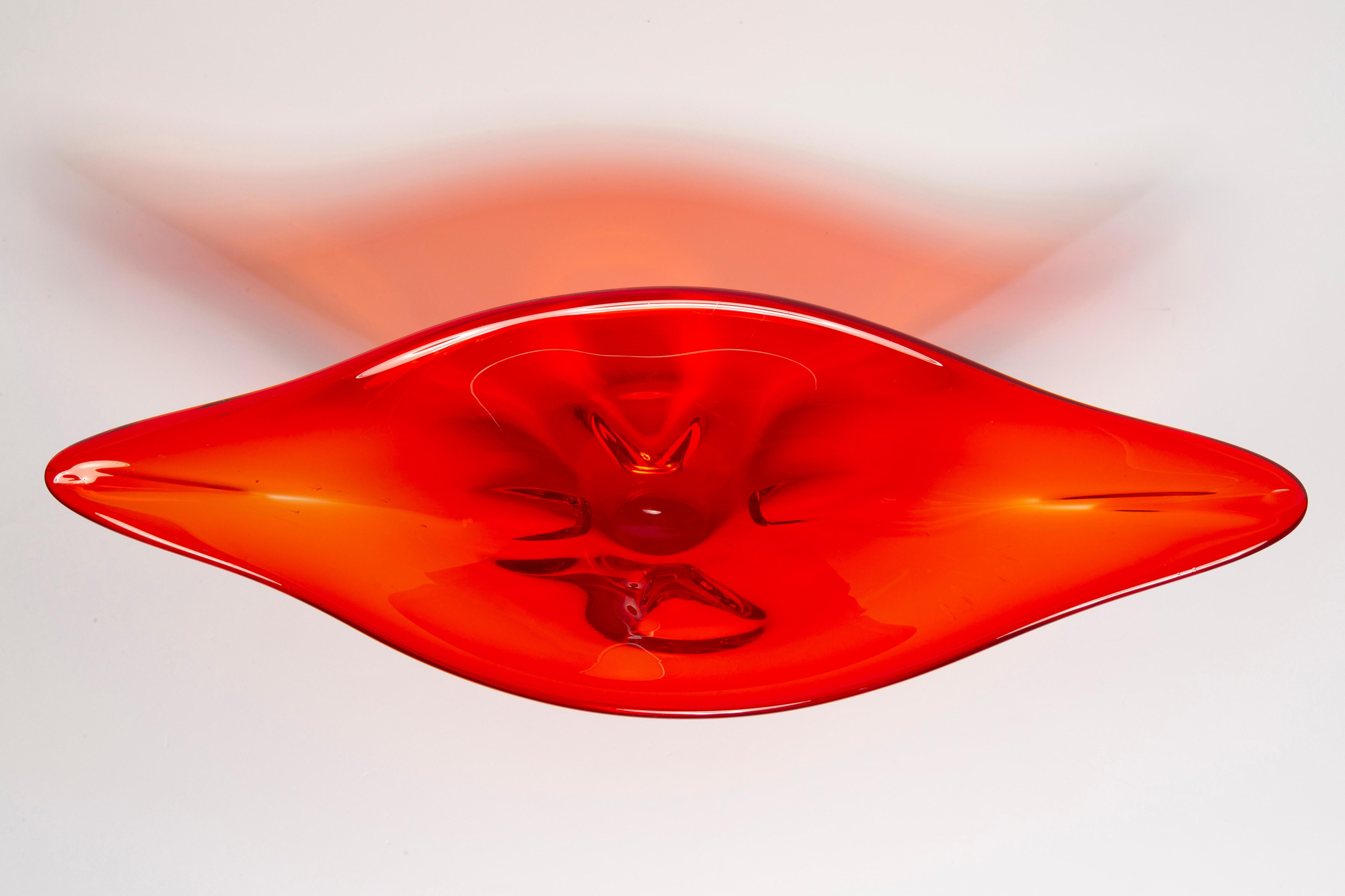 Vintage Red Decorative Murano Glass Plate, Italy, 1960s at 1stDibs