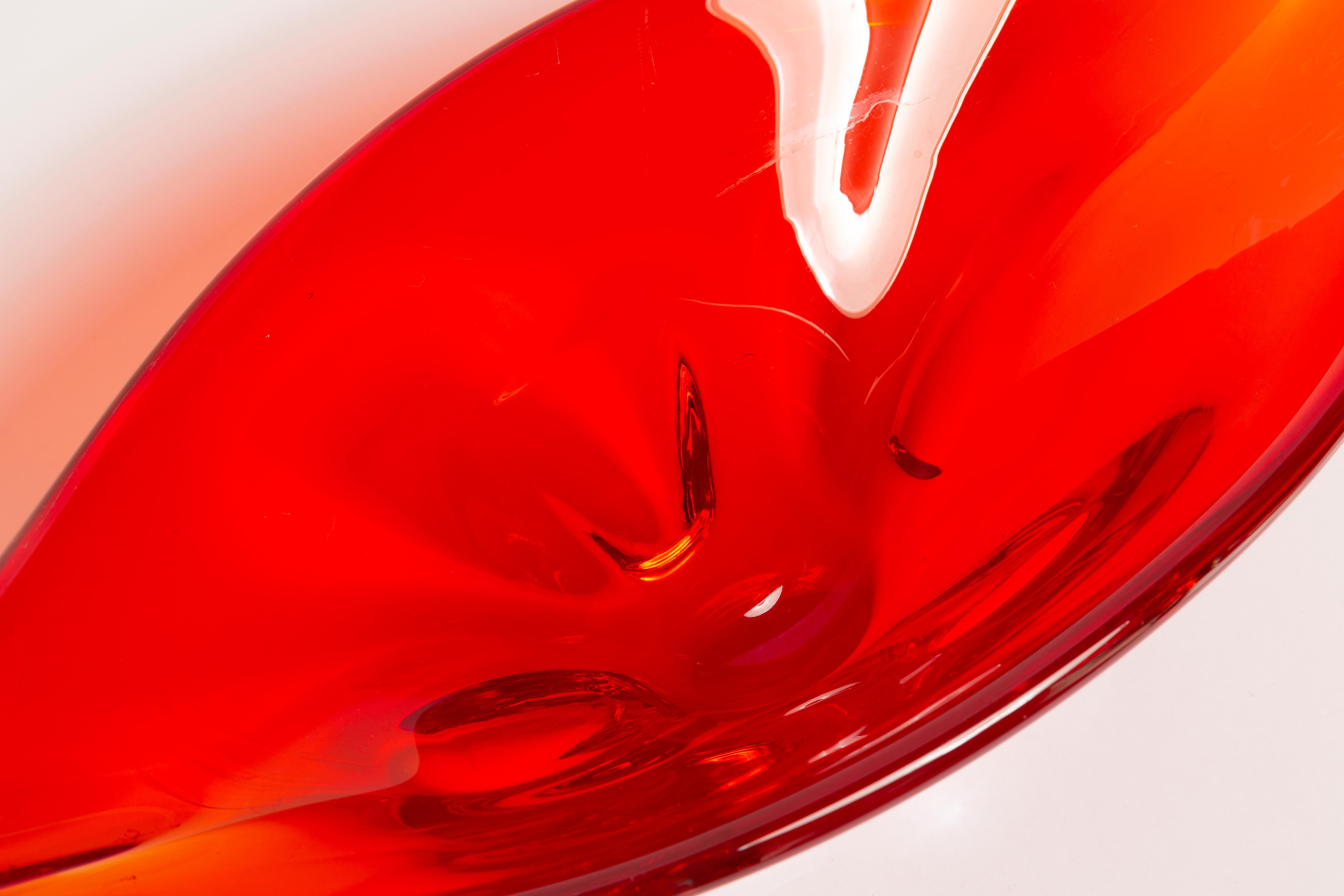 Vintage Red Decorative Murano Glass Plate, Italy, 1960s at 1stDibs