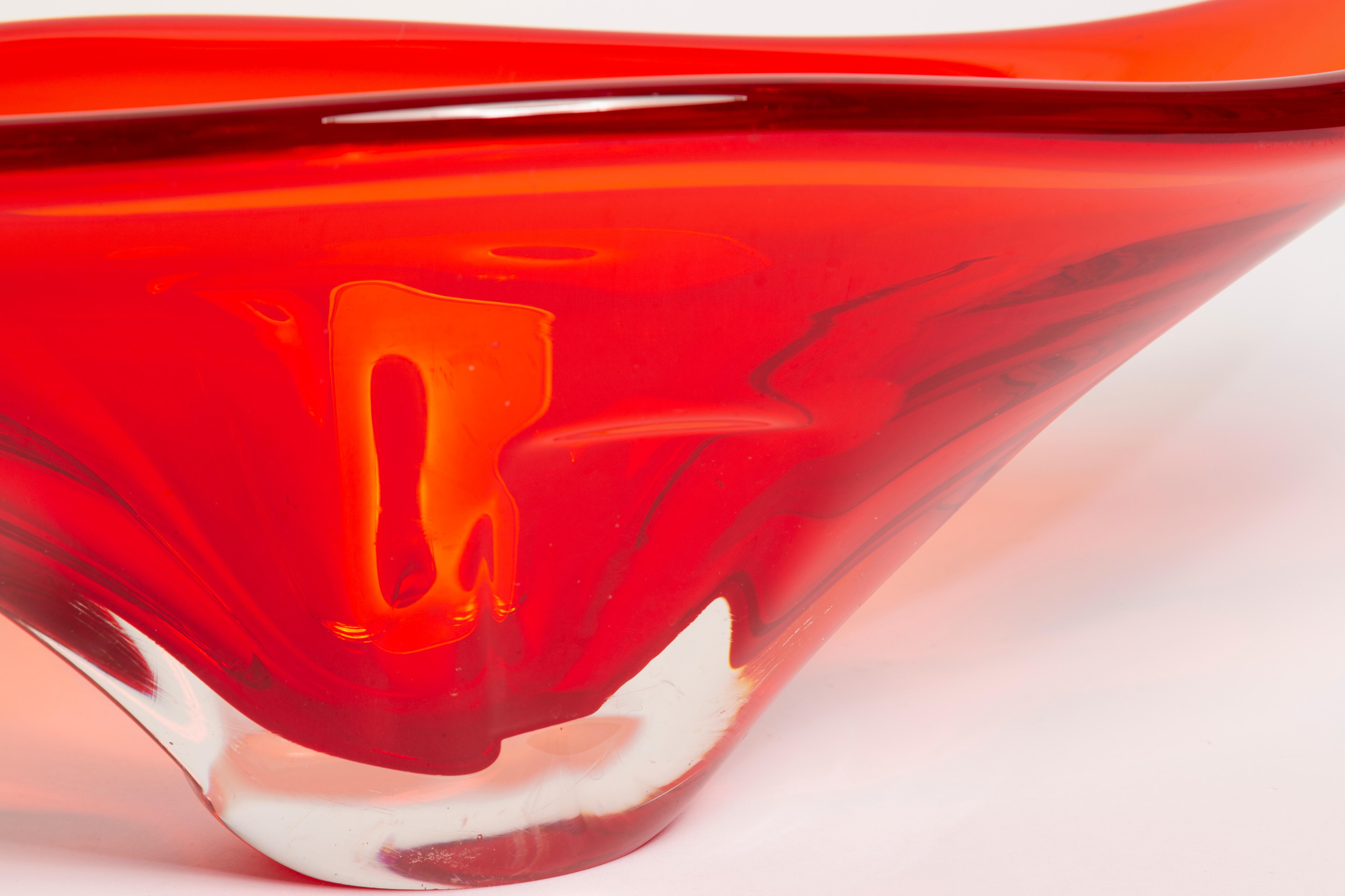 Vintage Red Decorative Murano Glass Plate, Italy, 1960s at 1stDibs