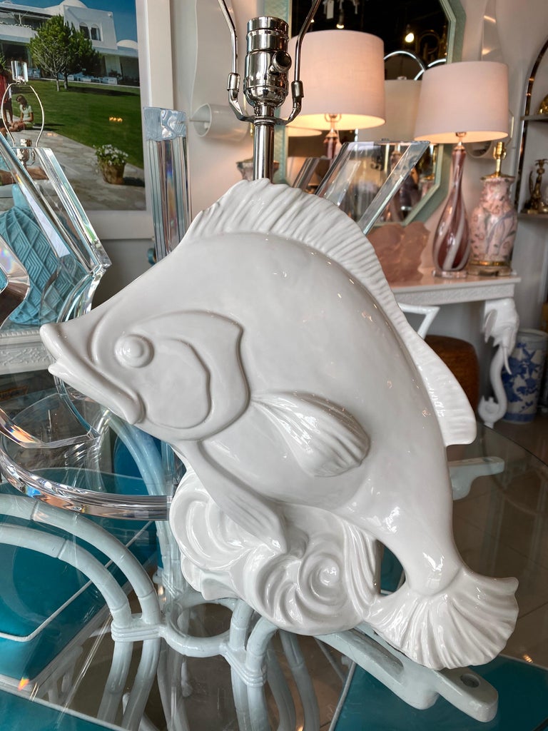 Vintage White Ceramic Tropical Fish Table Lamp Made in Italy Newly ...