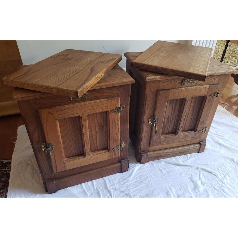 Vintage White Clad Ice Boxes Side Tables with Lazy Susan Tops, 1970s ...