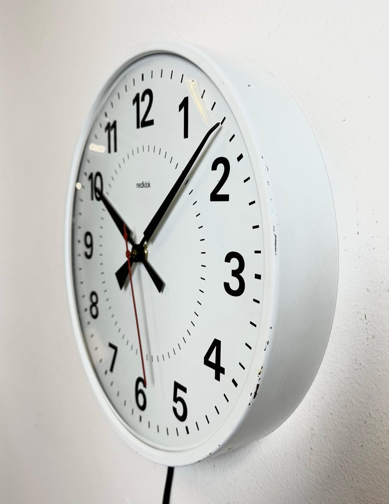 Vintage White Electric Station Wall Clock from Nedklok, 1970s For Sale ...