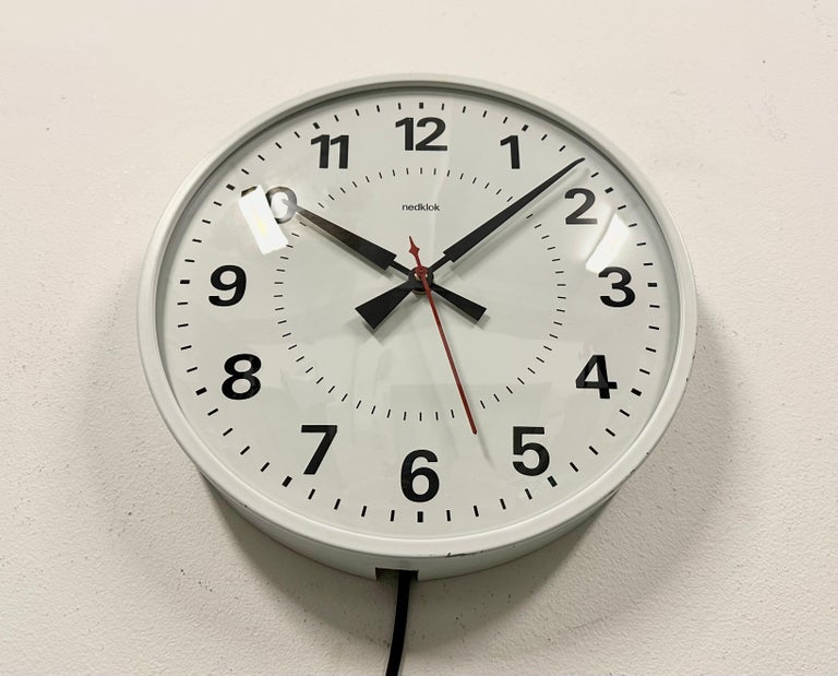 Vintage White Electric Station Wall Clock from Nedklok, 1970s For Sale ...