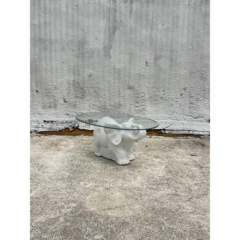 Vintage White Elephant Side Table For Sale at 1stDibs