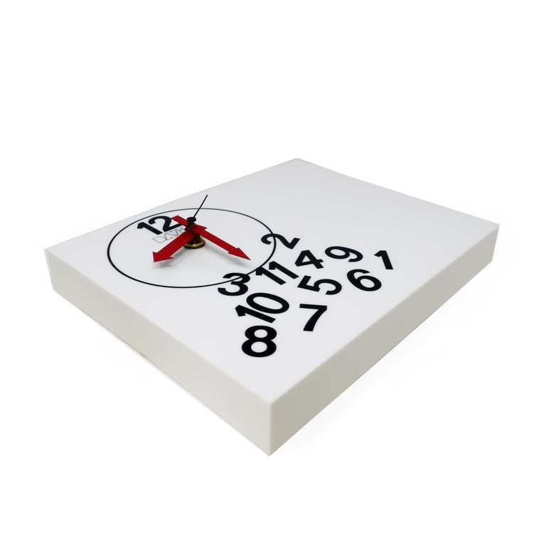 Vintage White Fallen Numbers Wall Clock by David Davir For Sale at 1stDibs