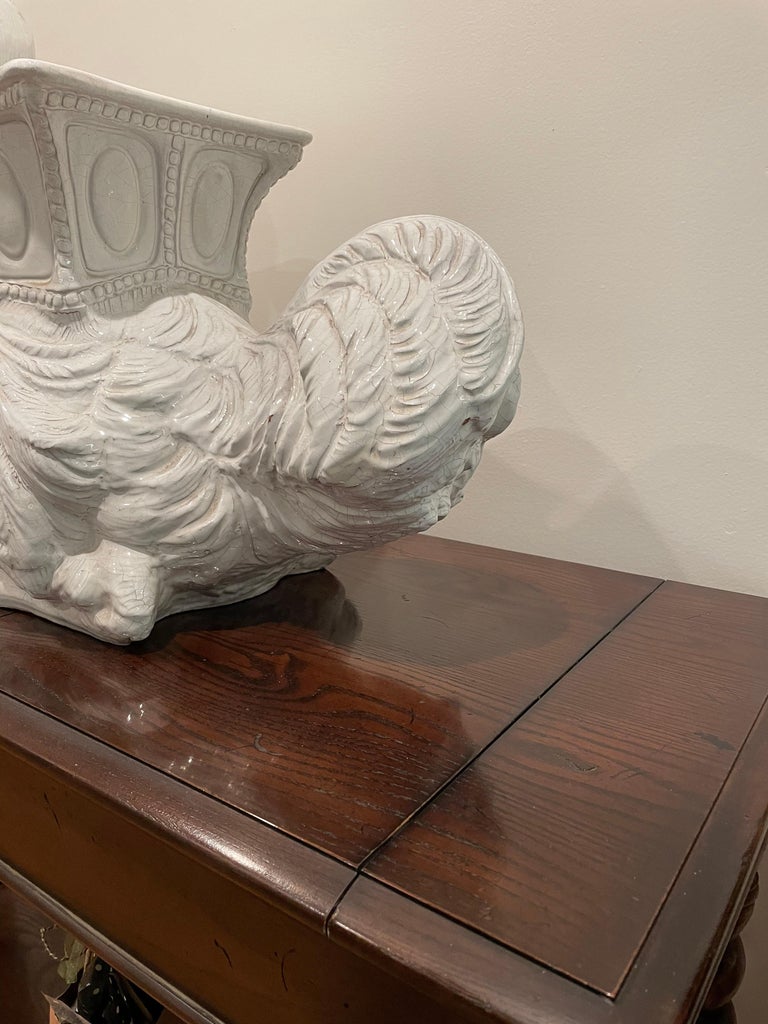 Vintage White Glazed Italian Terracotta Ostrich Garden Stool or Table ...