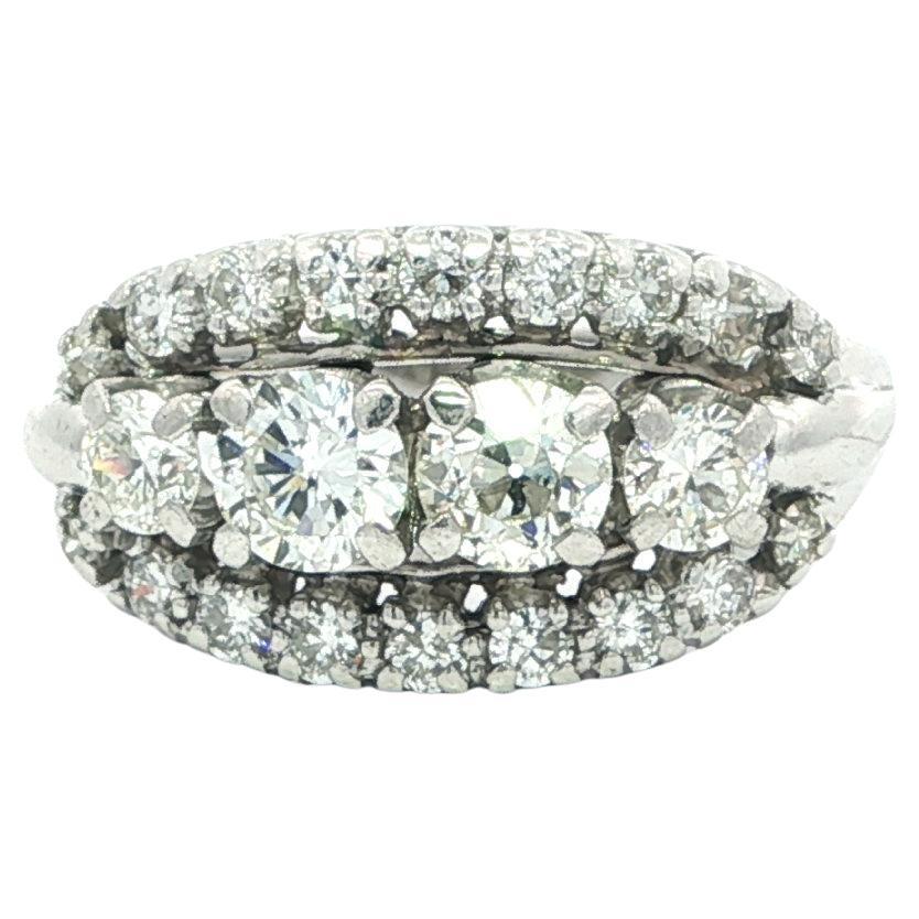 Vintage 14k White Gold 0.18ctw Old Single Cut Diamond 2 Row Band Ring ...