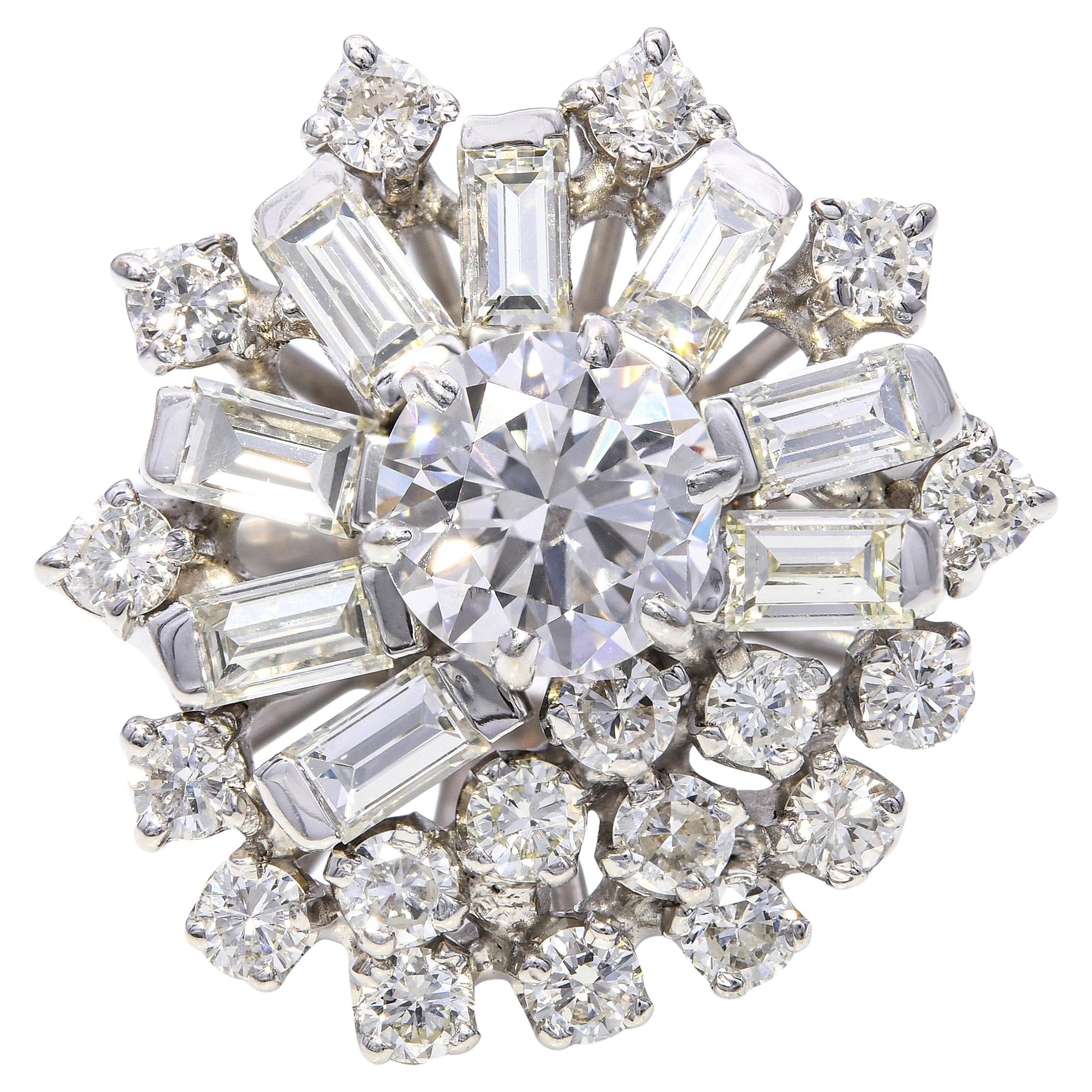 Antique Edwardian 14K White Gold Platinum Top Old Mine Diamond Cluster ...