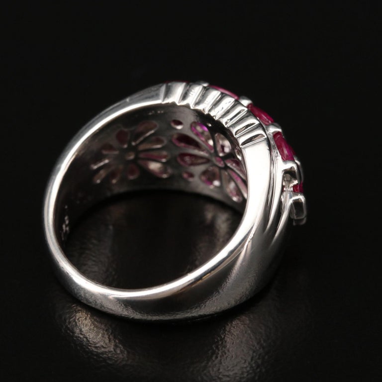 Customizable Vintage White Gold Ruby Cluster Ring Victorian Ruby ...