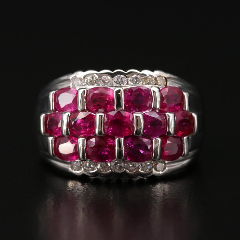 Customizable Vintage White Gold Ruby Cluster Ring Victorian Ruby ...