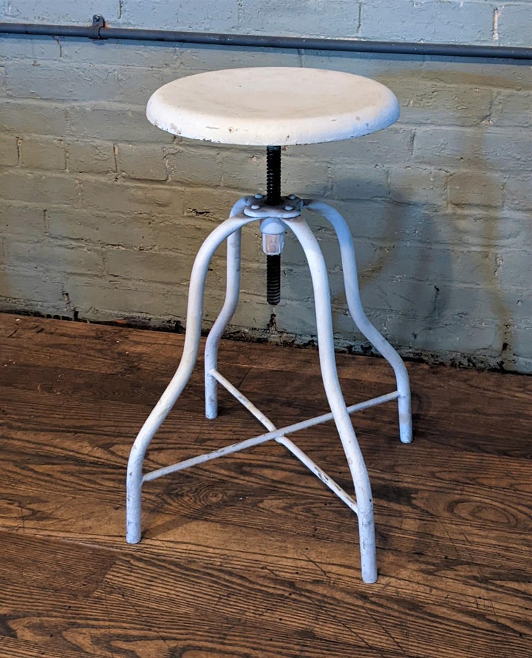 Vintage White Medical Stool For Sale at 1stDibs