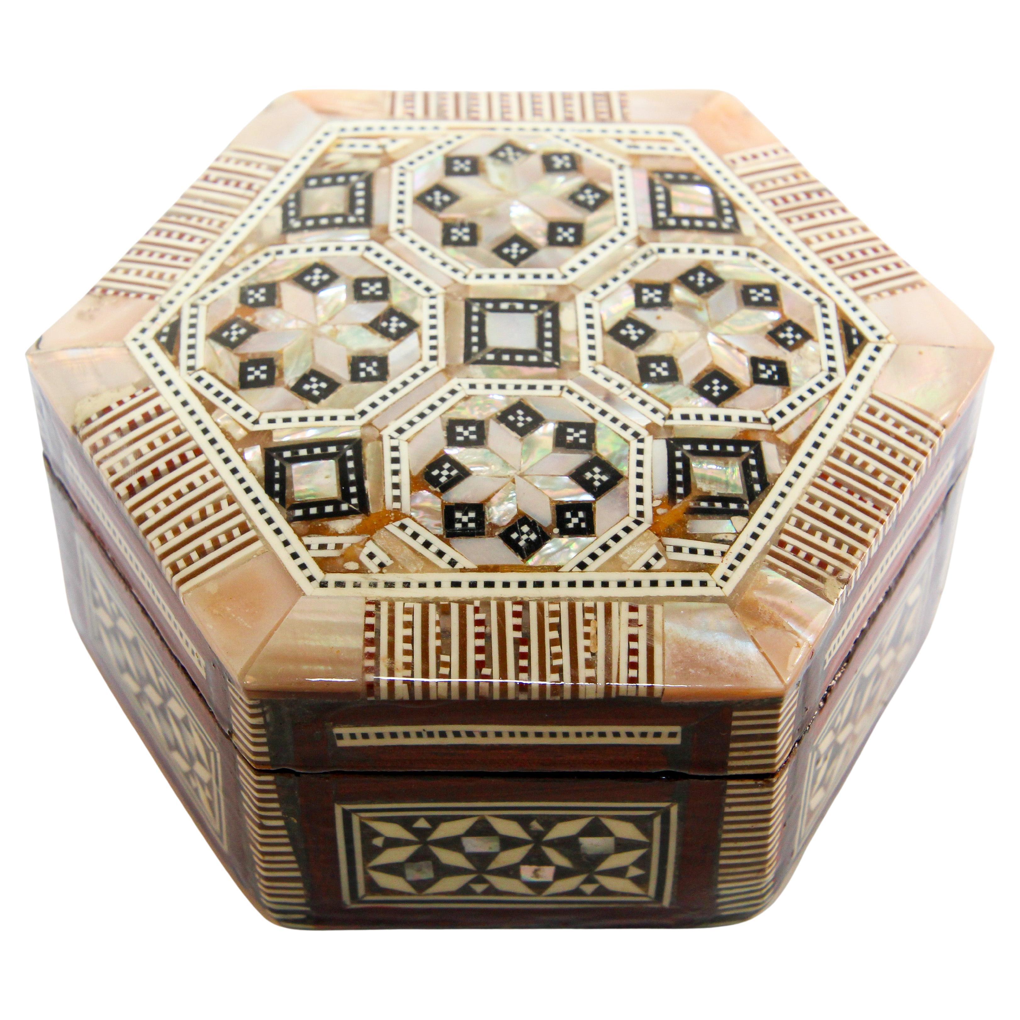 Middle Eastern Mosaic Moorish Box Inlaid For Sale at 1stDibs | mosaic boxes