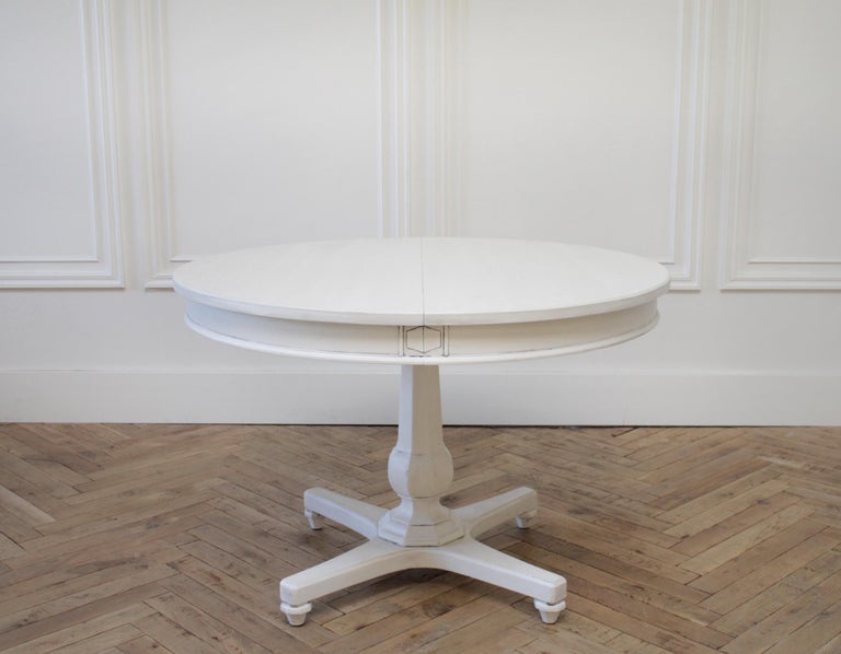 Vintage White Painted Round Dining or Entry Table at 1stDibs