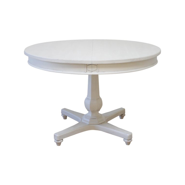 Vintage White Painted Round Dining or Entry Table at 1stDibs