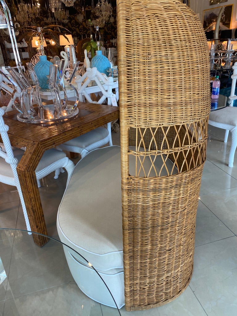 Vintage Wicker and Rattan Dome Hooded Loveseat Settee Chair Newly ...