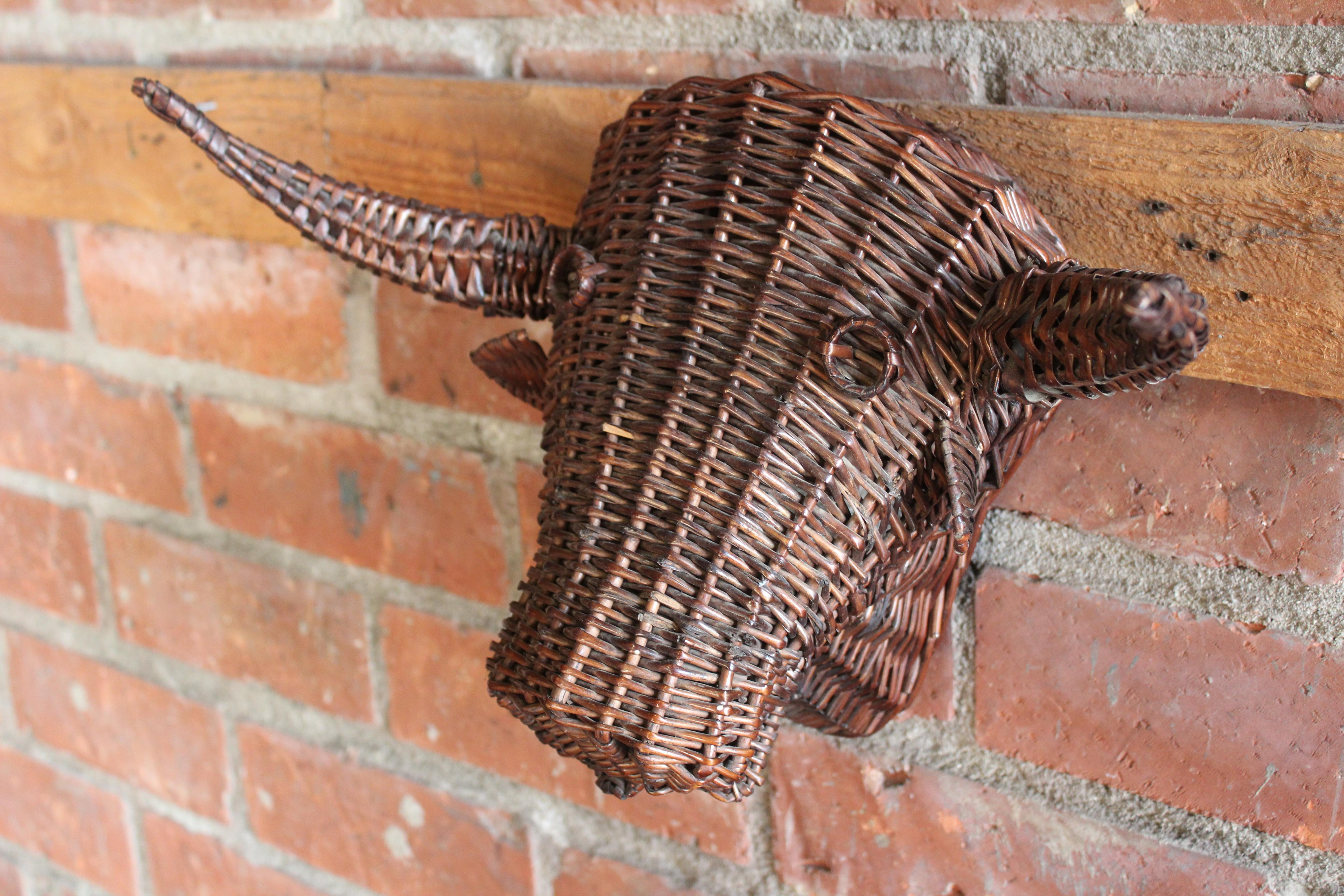 Vintage Wicker Bull Head, Spain, 1960s at 1stDibs | wicker bulls head ...
