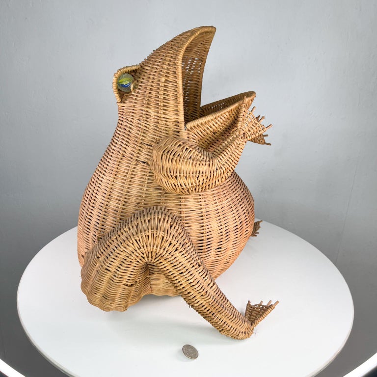 Vintage Wicker Decorative FROG Basket Catchall After Mario Lopez Torres ...