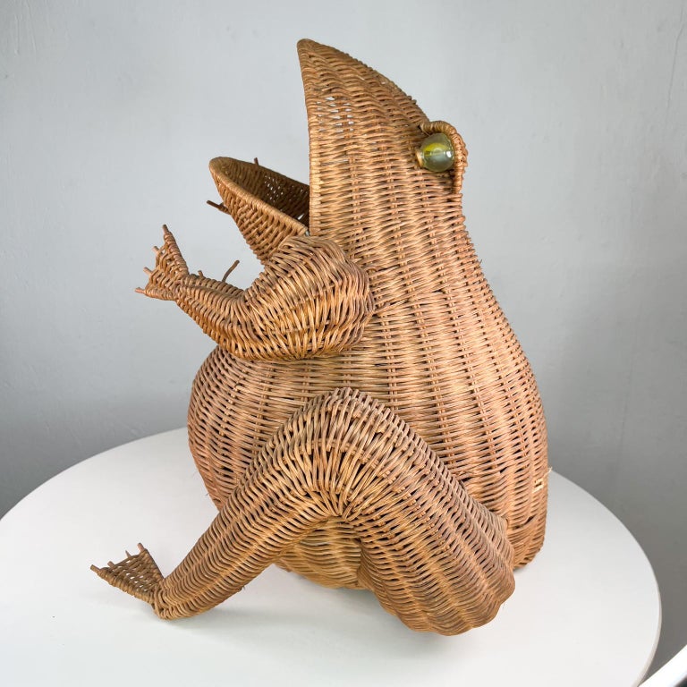 Vintage Wicker Decorative FROG Basket Catchall After Mario Lopez Torres ...