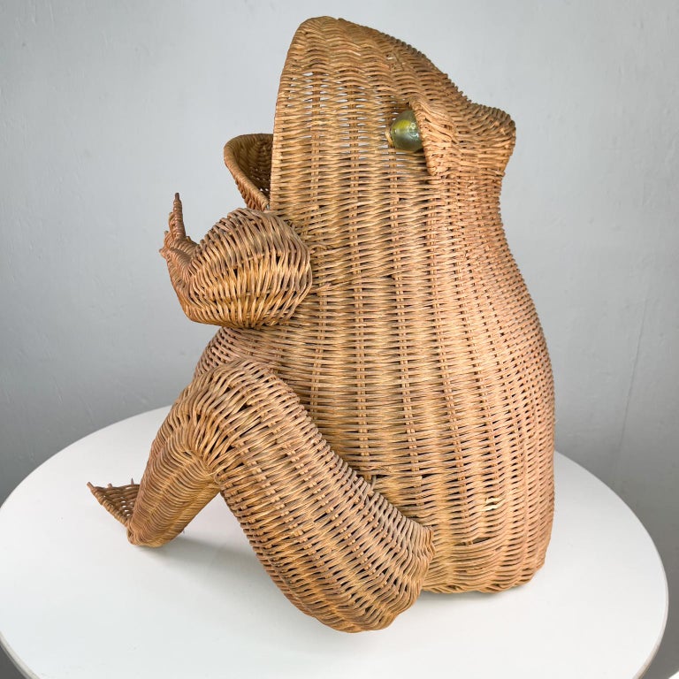 Vintage Wicker Decorative FROG Basket Catchall After Mario Lopez Torres ...