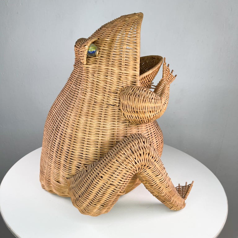 Vintage Wicker Decorative FROG Basket Catchall After Mario Lopez Torres ...
