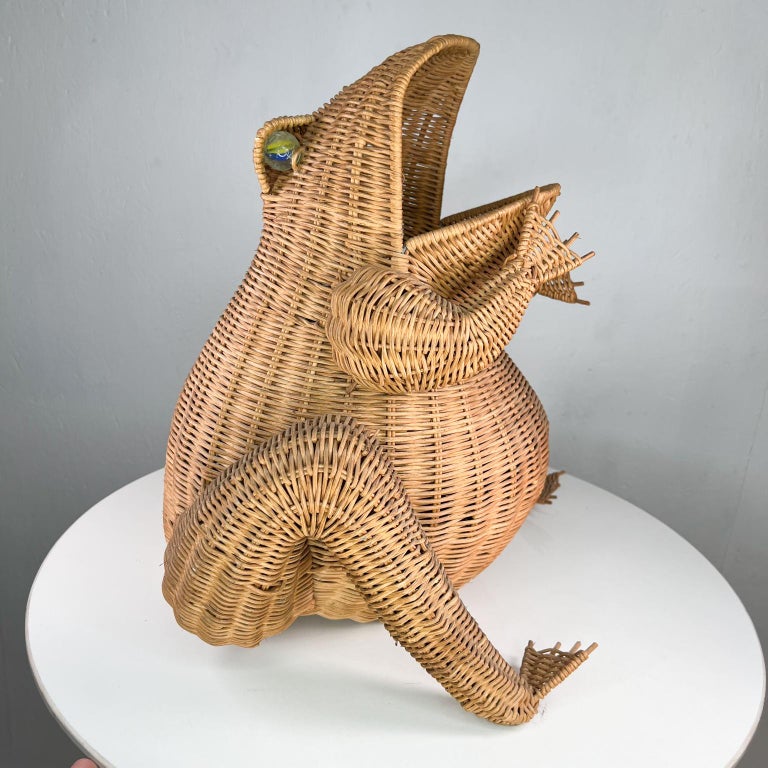 Vintage Wicker Decorative FROG Basket Catchall After Mario Lopez Torres ...