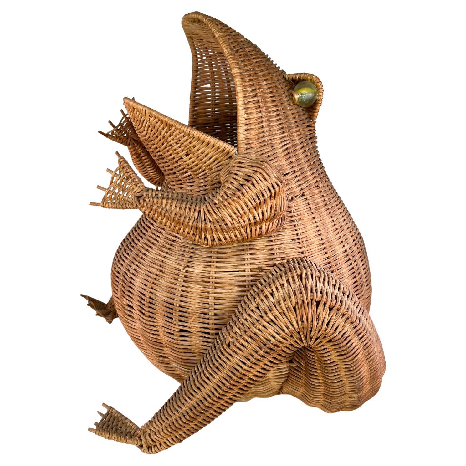 Vintage Wicker Decorative FROG Basket Catchall After Mario Lopez Torres ...