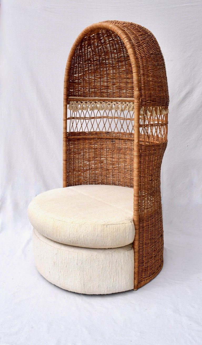 Vintage Wicker Dome Hooded Chair For Sale at 1stDibs