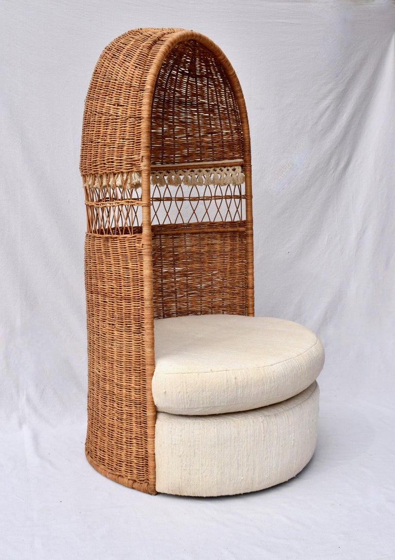 Vintage Wicker Dome Hooded Chair For Sale at 1stDibs