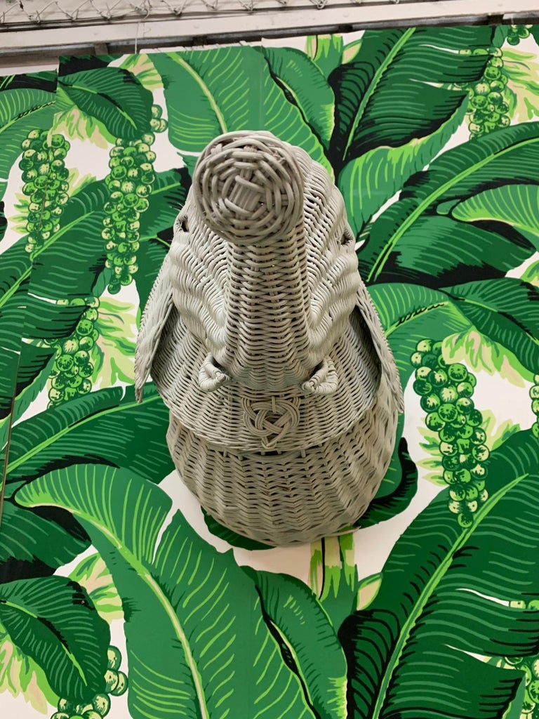 Vintage Wicker Elephant Head Mount For Sale at 1stDibs