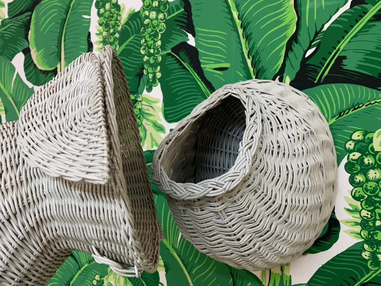 Vintage Wicker Elephant Head Mount For Sale at 1stDibs