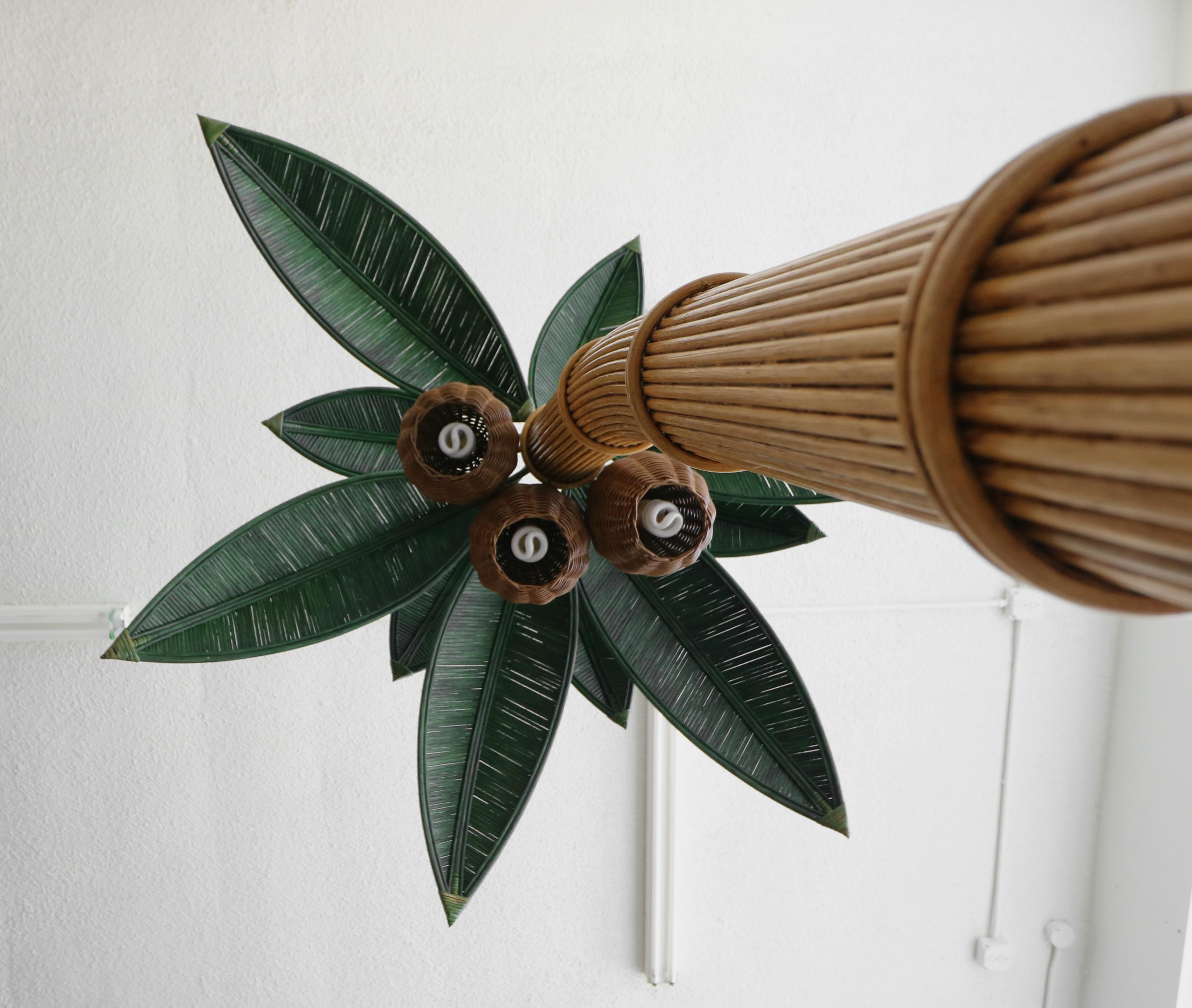 Vintage Wicker Rattan Palm Tree Floor Lamp, Style of Mario Lopez Torres ...