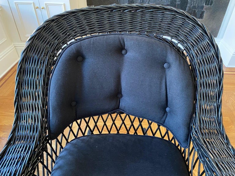 Vintage Wicker Rocking Chair in Black Finish, 20th Century at 1stDibs ...