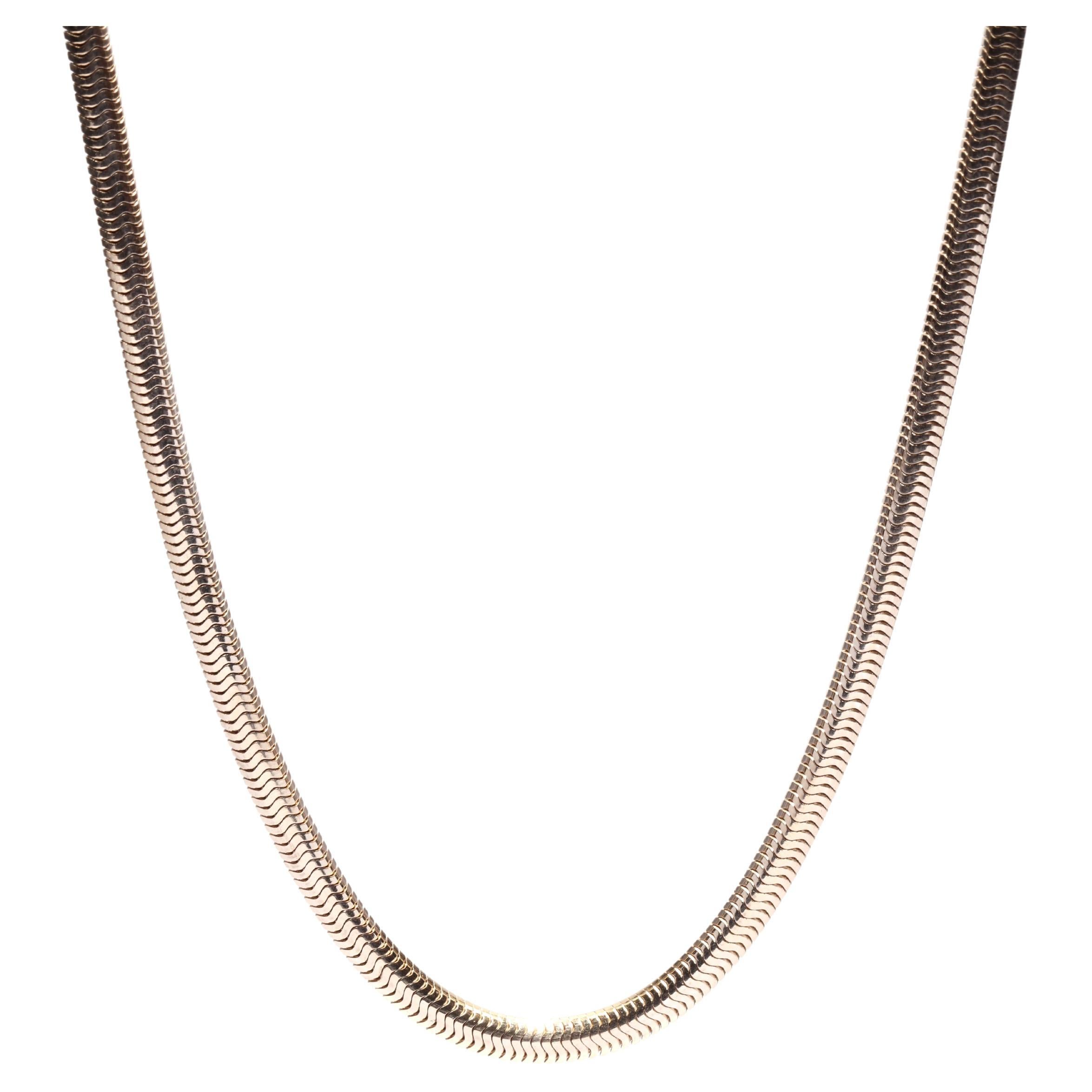 Vintage Wide Gold Snake Chain, 14KT Yellow Gold at 1stDibs